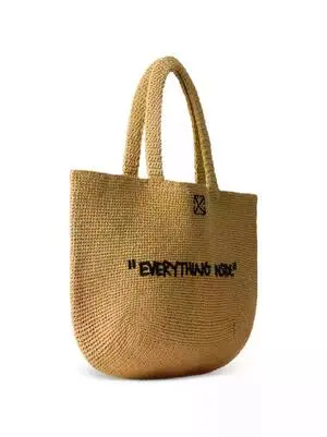 Off-White Jitney Quote Raffia Tote Bag
