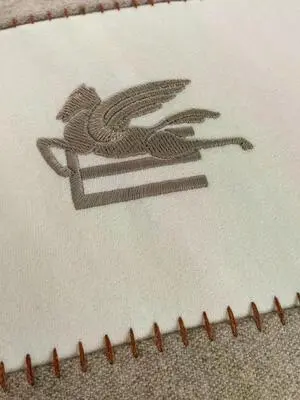 Etro Pegaso-embroidered Whipstitched Pillow - Brown