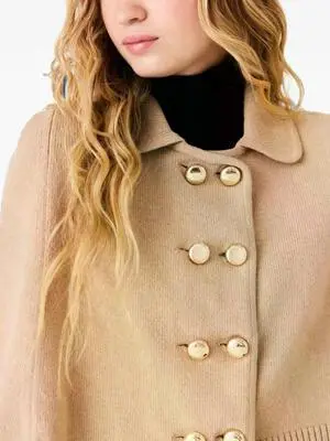 Maje Wool Blend Cape With Gold-tone Buttons