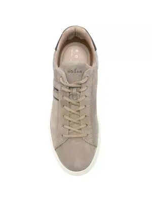 Hogan Suede "h" Logo Lace-up Sneakers - Neutrals