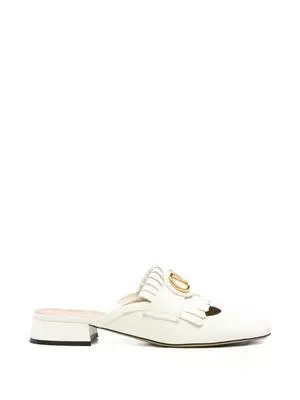Valentino Garavani Vlogo Signature Fringed Mules - Neutrals