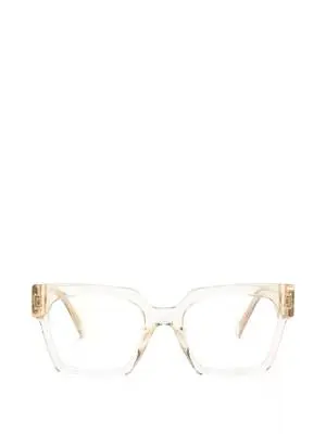 Miu Miu Logo-plaque Square-frame Glasses - Neutrals