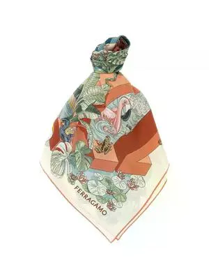 FERRAGAMO Jungle Party Print Silk Scarf