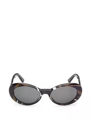 Emilio Pucci Abstract Print Oval Frame Sunglasses - Brown