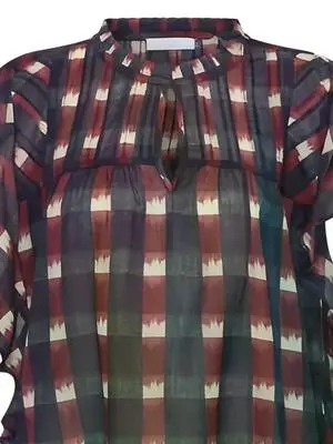 By Far Danee Ikat Ruffled Blouse