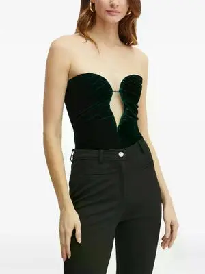 Bardot Khalia Velvet-effect Ruched Bodysuit