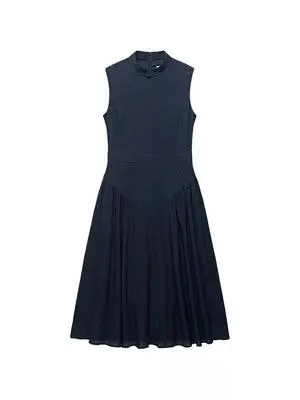 Shanghai Tang Seersucker Midi Dress - Blue
