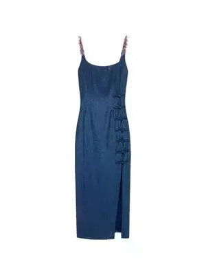 Shanghai Tang Embellished Frog Fastening Midi Dress