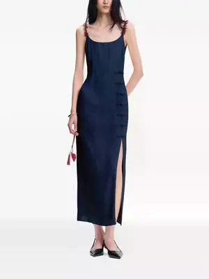 Shanghai Tang Embellished Frog Fastening Midi Dress