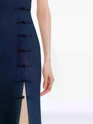 Shanghai Tang Embellished Frog Fastening Midi Dress
