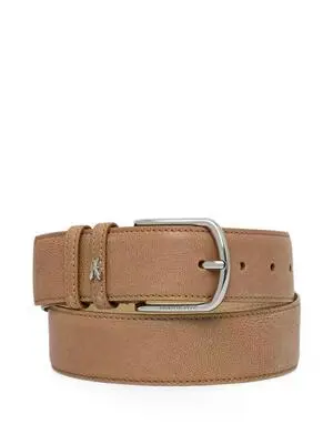 Patrizia Pepe Logo-plaque Grained-leather Belt - Brown