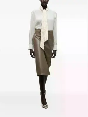 Victoria Beckham Pleated Scarf Detail Blouse - Neutrals