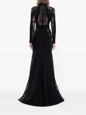 SAIID KOBEISY Embroidered Lace Long Sleeve Maxi Dress