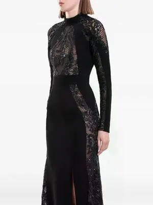 SAIID KOBEISY Embroidered Lace Long Sleeve Maxi Dress