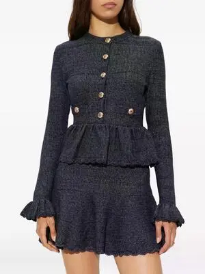 SELF-PORTRAIT Peplum-hem Long-sleeve Mini Dress