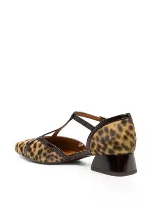 Chie Mihara Leopard-print T-bar Heeled Pumps