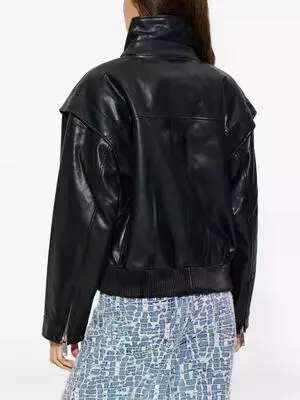SELF-PORTRAIT Faux-leather Stand-up Collar Jacket