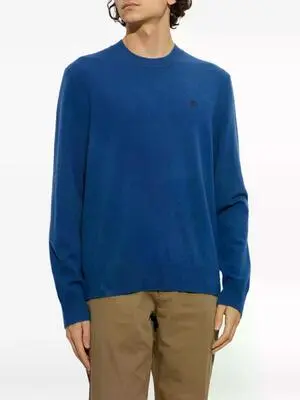 Burberry Cashmere-blend Crew Neck Sweater With Embroidered Knight