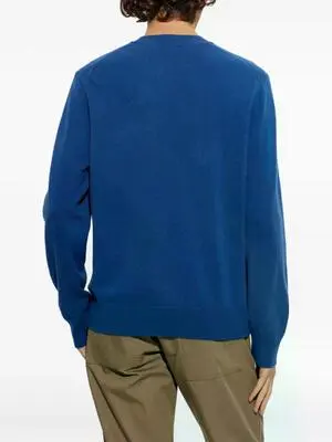 Burberry Cashmere-blend Crew Neck Sweater With Embroidered Knight