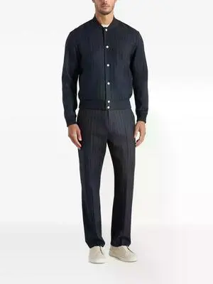 Manière De Voir Savin In Navy Pinstripe Bomber Jacket