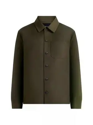 Manière De Voir Valentin In Olive Classic Tailored Ling Sleeve Shirt - Green