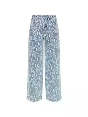 SELF-PORTRAIT Textured Wide-leg Jeans