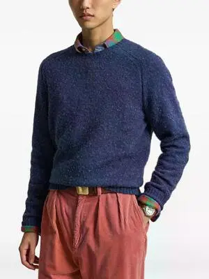 Polo Ralph Lauren Wool-cashmere Jumper With Suede Elbow Patches - Blue