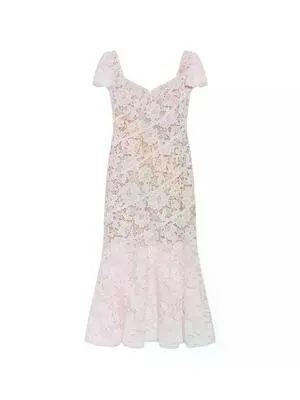 SELF-PORTRAIT Floral Lace Midi Dress - Pink