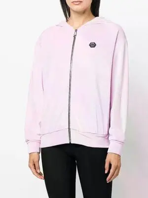 Philipp Plein Zip-up Logo Patch Hoodie
