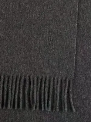 Saint Laurent Cassandre Embroidered Fringed Scarf