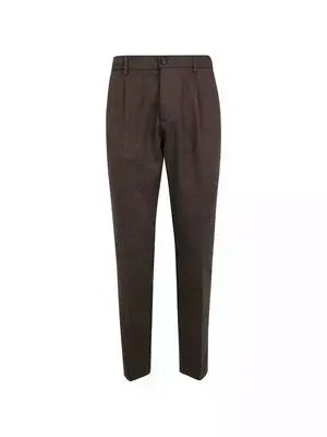 CRUNA Herringbone-pattern Trousers - Brown