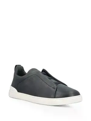 Zegna Navy Deerskin Triple Stitch™ Sneakers