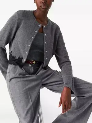 Maje Wool Cardigan And Tank Top Set With Lace Trim