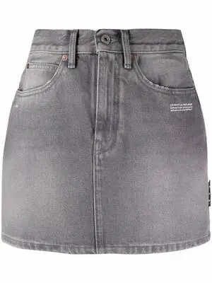 Off-White Logo-print Denim Skirt - Grey