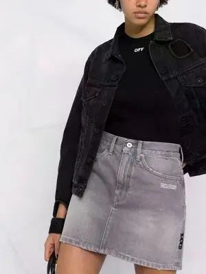 Off-White Logo-print Denim Skirt