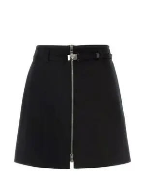 Prada Belted Zip-front Mini Skirt