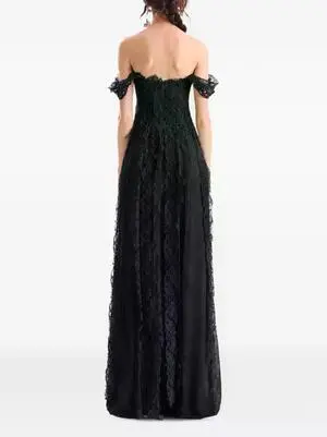 GEMY MAALOUF Lace-embroidered Off-shoulder Maxi Dress
