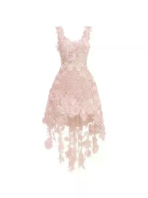 GEMY MAALOUF Lace-embroidered Asymmetric Dress - Pink