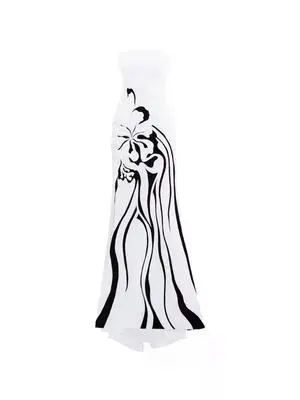 SAIID KOBEISY Embroidered Strapless Crepe Maxi Dress