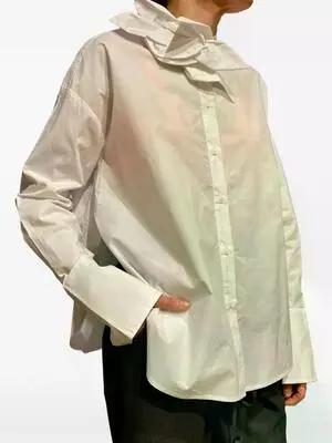 PSOPHIA Mandarin Collar Shirt With Removable Floral Appliqu