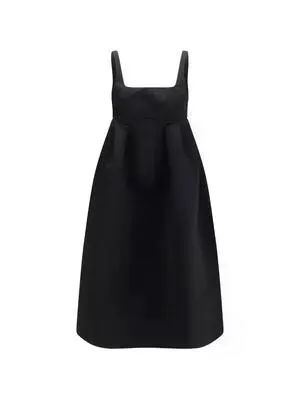 GANNI Square Neck Midi Dress - Black