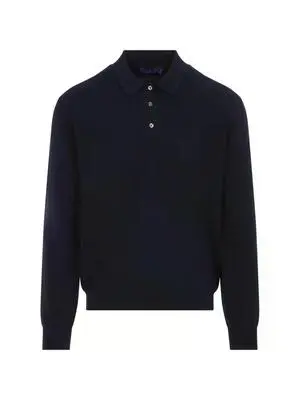 Ralph Lauren Purple Label Cashmere Polo Sweater - Blue