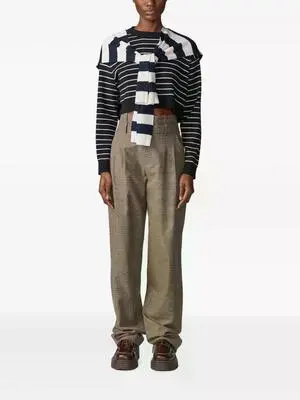 Monse Striped Cropped Sweater With Integrated Scarf