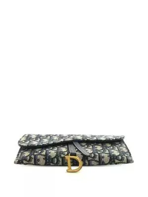 Dior Oblique Canvas Saddle Wallet On Chain Crossbody Bag - Blue