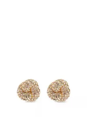 SELF-PORTRAIT Crystal-embellished Knot Earrings - Gold