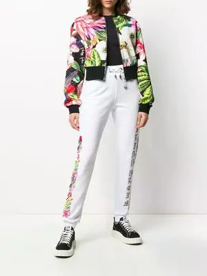 Philipp Plein Crystal Embellished Floral Track Pants