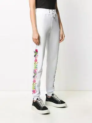 Philipp Plein Crystal Embellished Floral Track Pants
