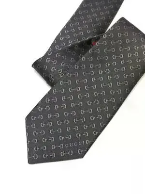 Gucci Horsebit-jacquard Silk Tie - Grey
