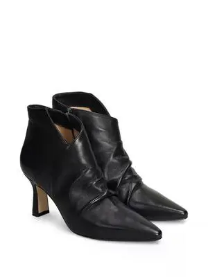 THE SELLER Ruched Pointed-toe Ankle Boots - Black