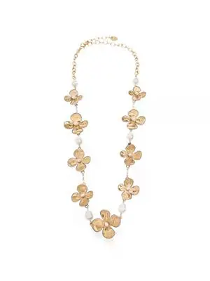 Cult Gaia Faux Pearl Floral Necklace - Gold